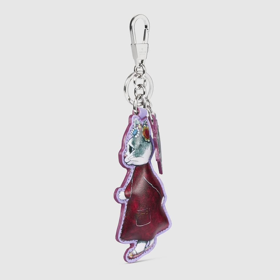 Yuko Higuchi cat-shaped keychain in lilac leather | GUCCI® JP