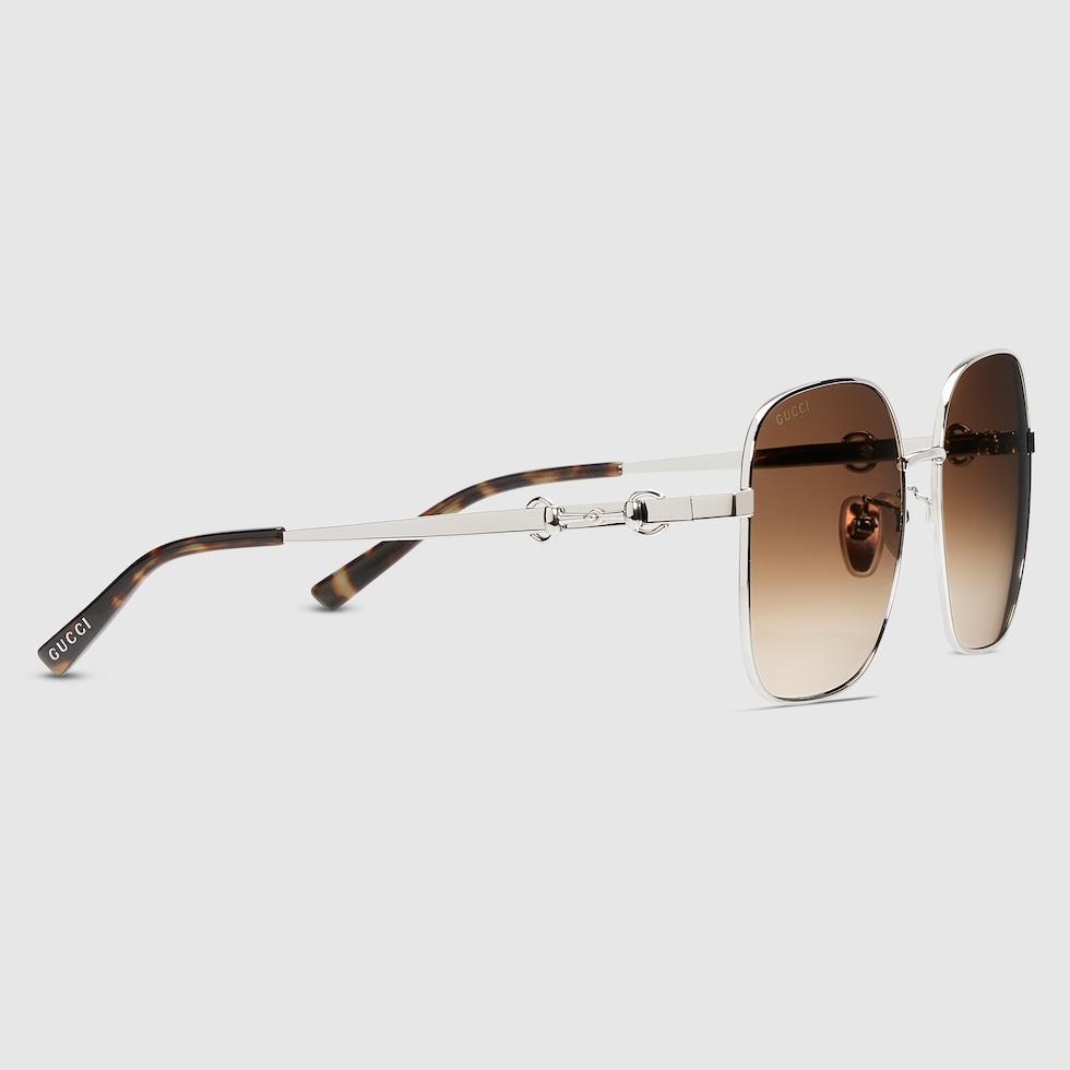 Square frame sunglasses in silver | GUCCI® US