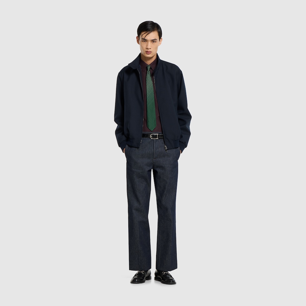 Belt with rounded buckle in black leather | GUCCI® US