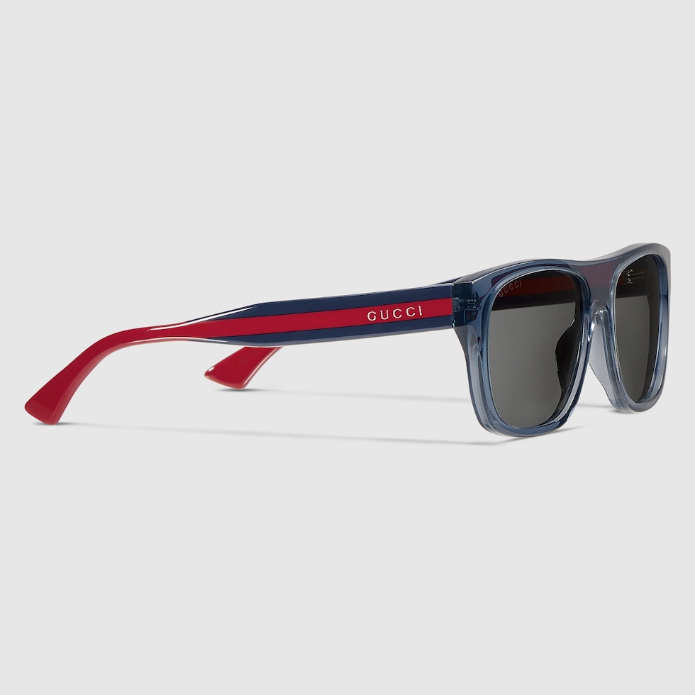 Square frame sunglasses in transparent blue | GUCCI® US