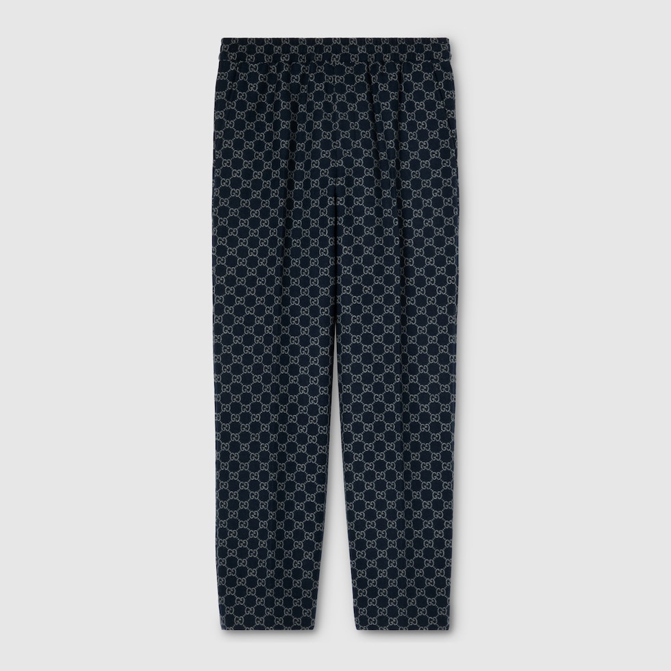 GG brushed flannel pant in blue and light blue | GUCCI® NZ