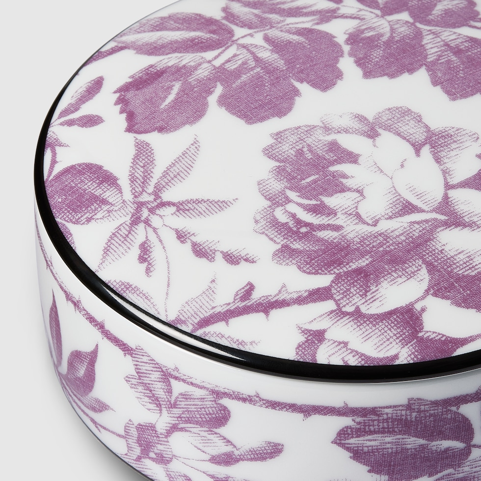 Herbarium print trinket box in white and purple porcelain | GUCCI® US