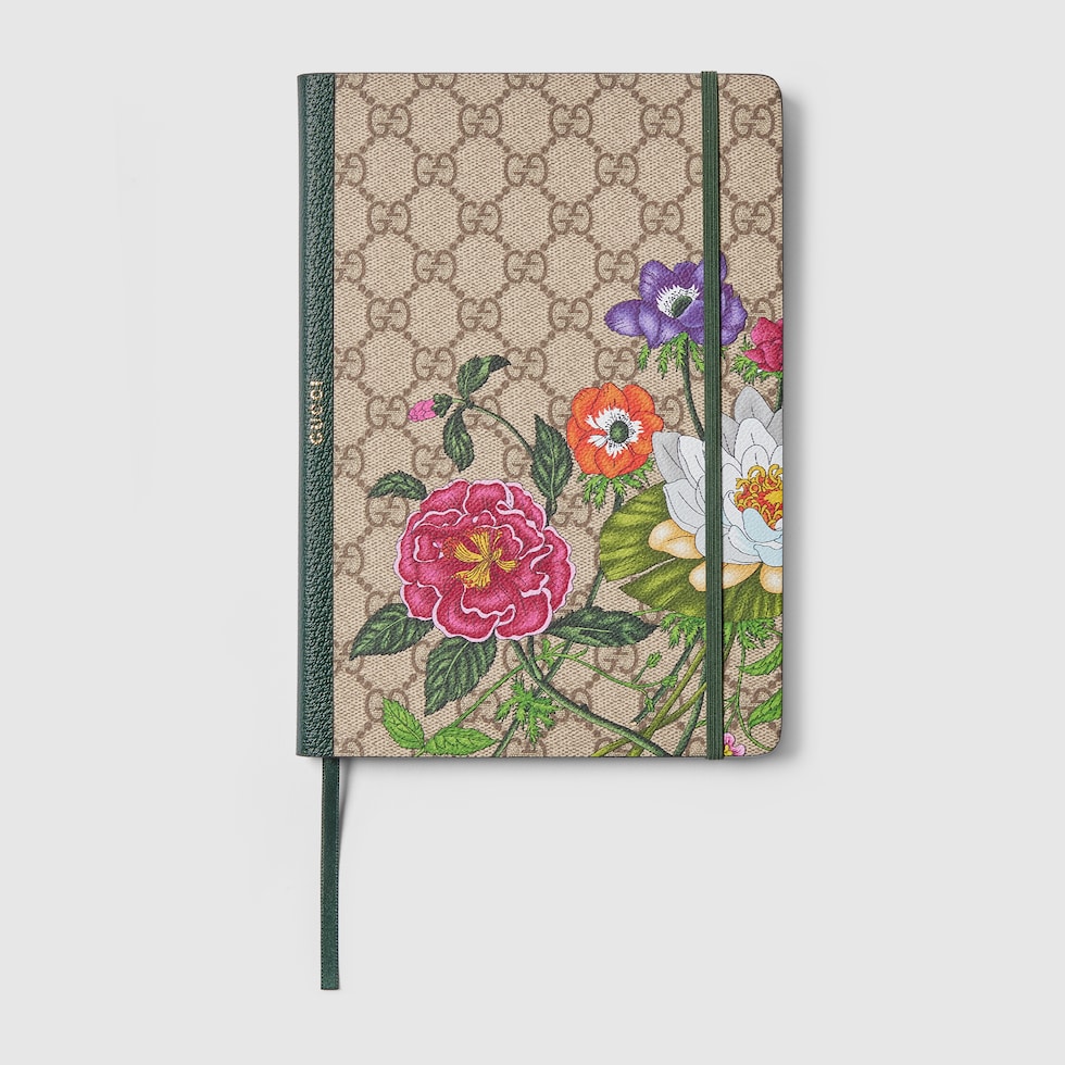 Large GG notebook with print in beige and dark brown | GUCCI® UK
