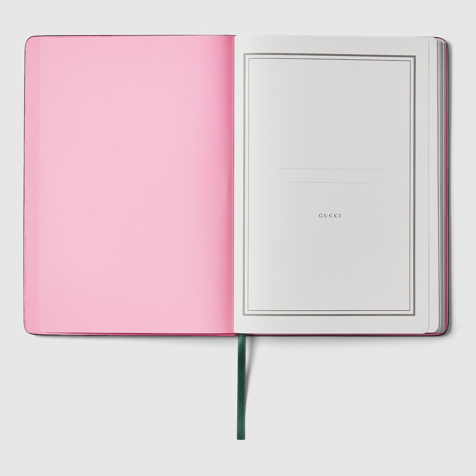 Large GG notebook with print in beige and dark brown | GUCCI® US
