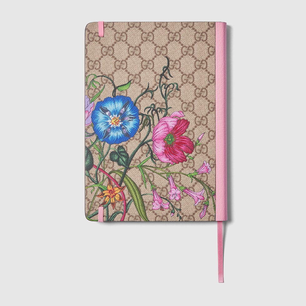 Large GG notebook with print in beige and dark brown | GUCCI® UK