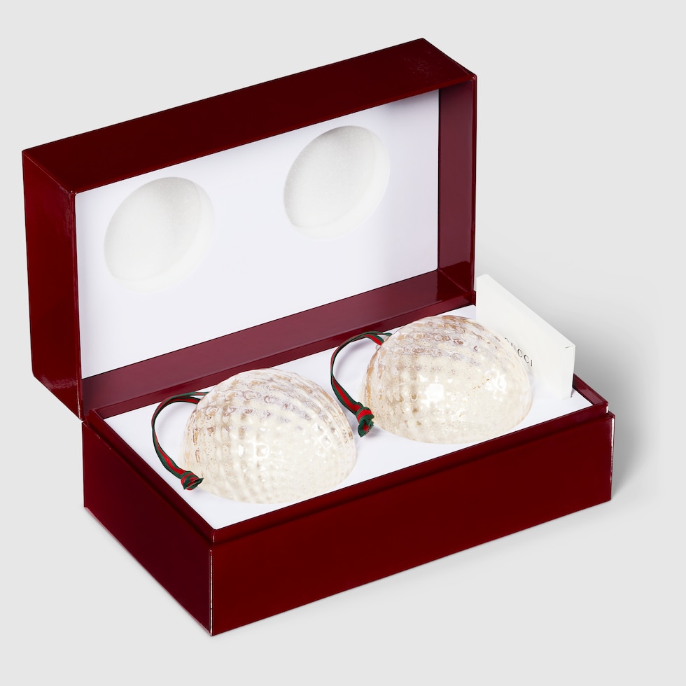 Murano glass baubles, set of two in clear and gold | GUCCI® US