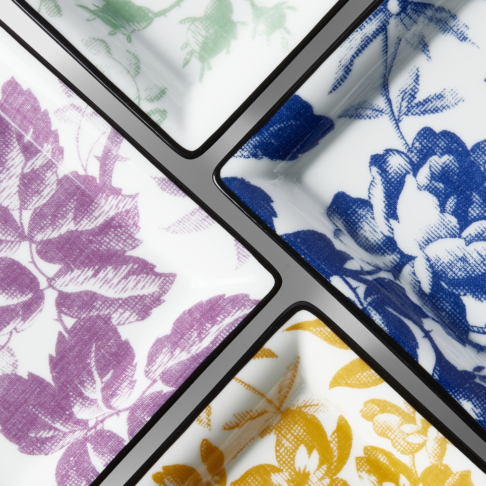 Herbarium print trinket tray set in white and multicolor porcelain ...