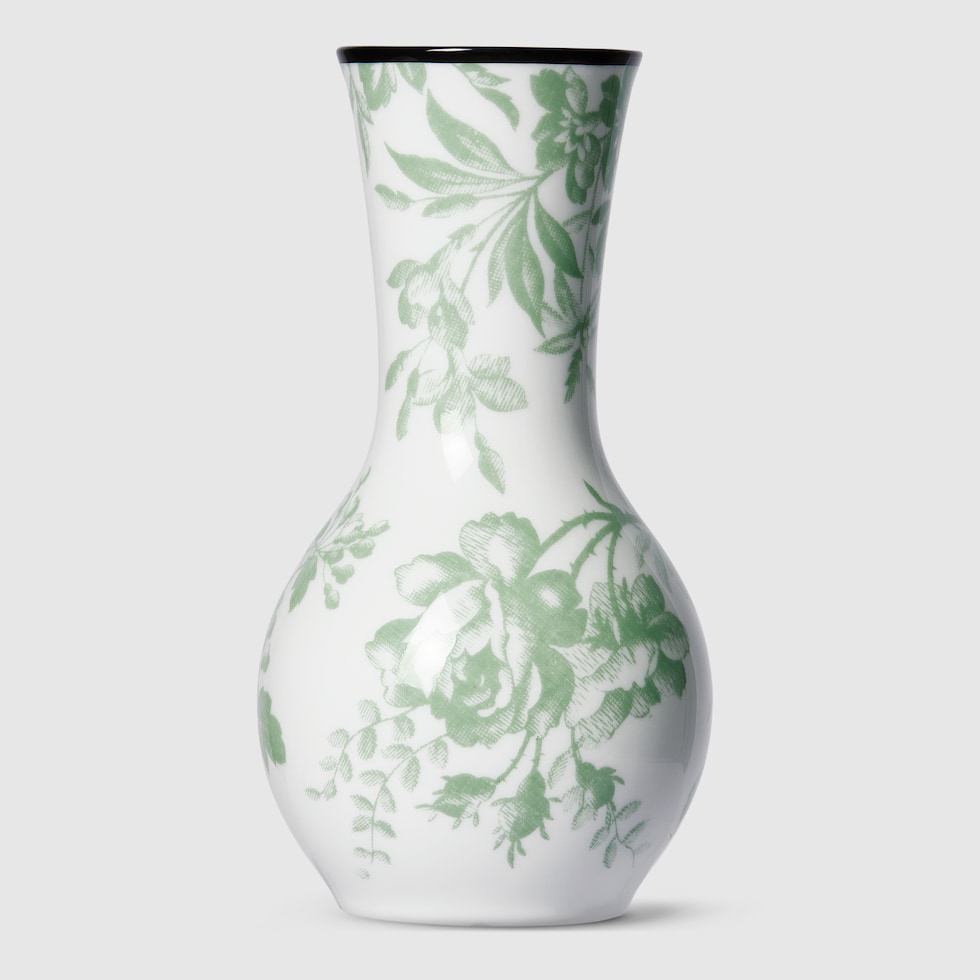Herbarium print vase in white and green porcelain | GUCCI® UK