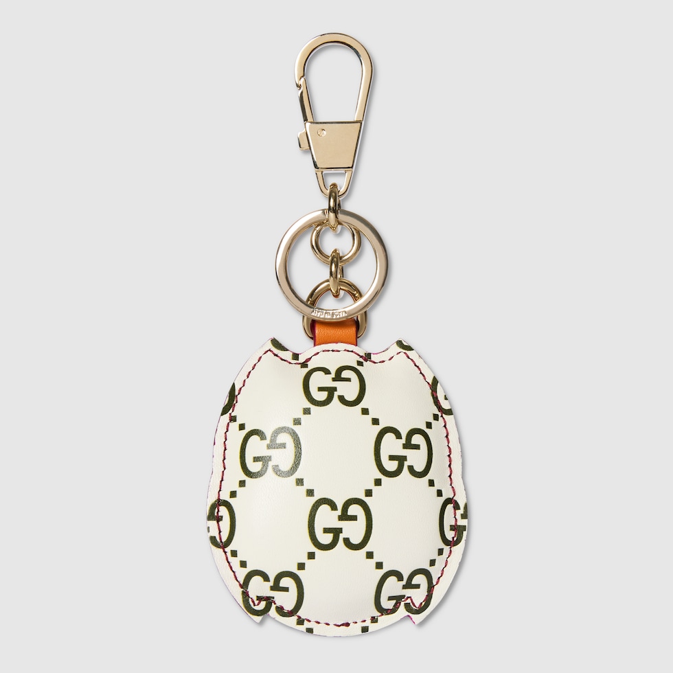 Owl-shaped bag charm in white and green GG leather | GUCCI® NZ