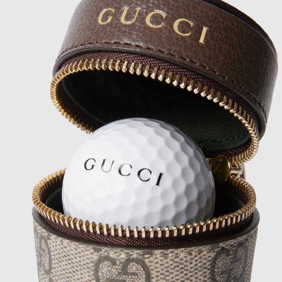 GG golf ball and tees case in beige and brown | GUCCI® US