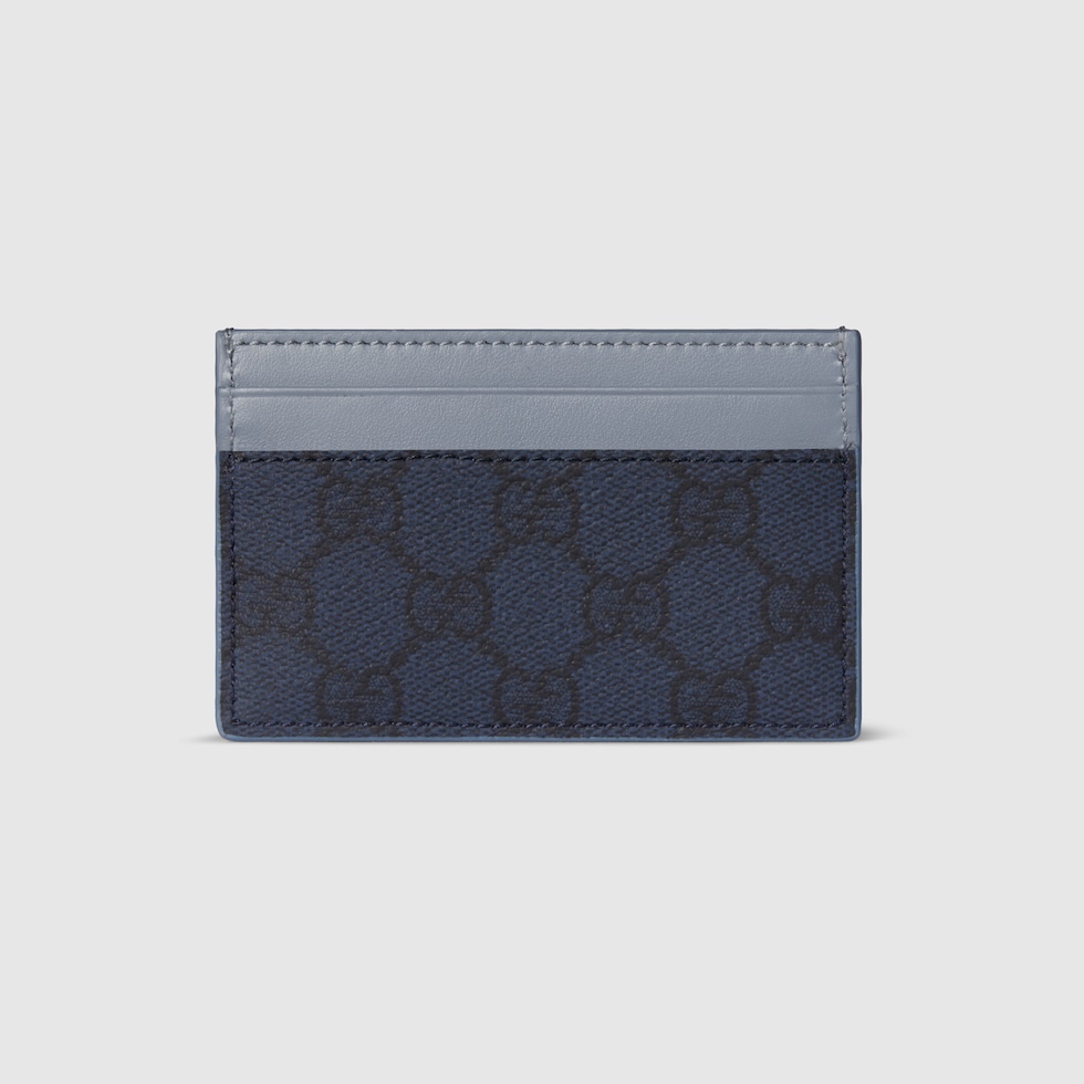 Dusty blue trim GG card case in dark blue GG Supreme | GUCCI® US