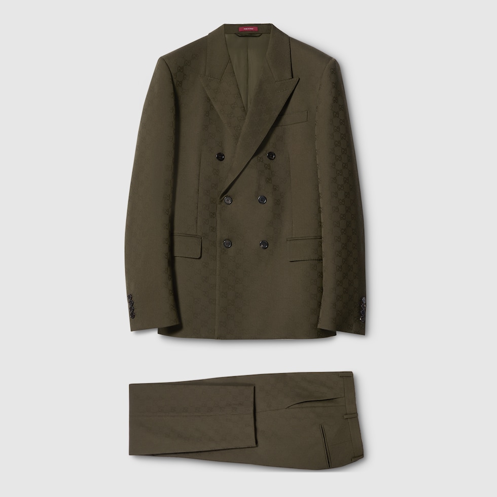 GG wool jacquard suit in dark green | GUCCI® ZA