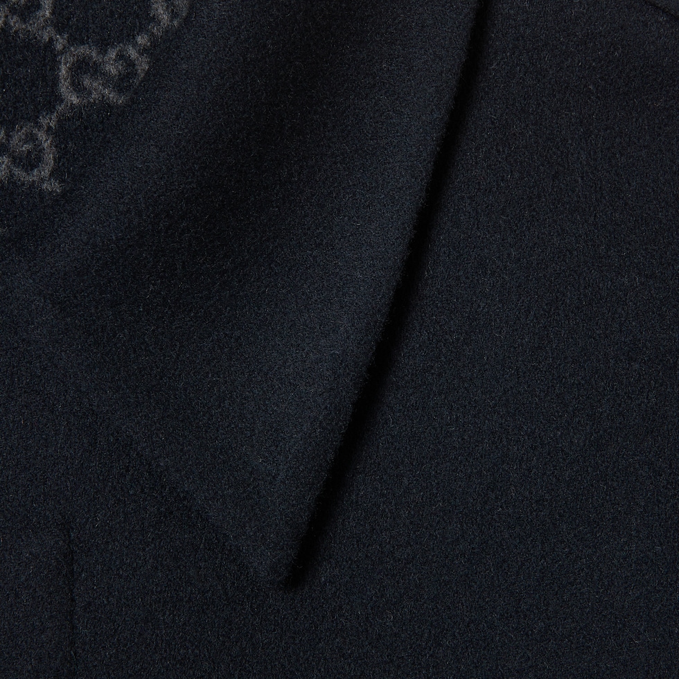 Double wool coat in blue | GUCCI® US