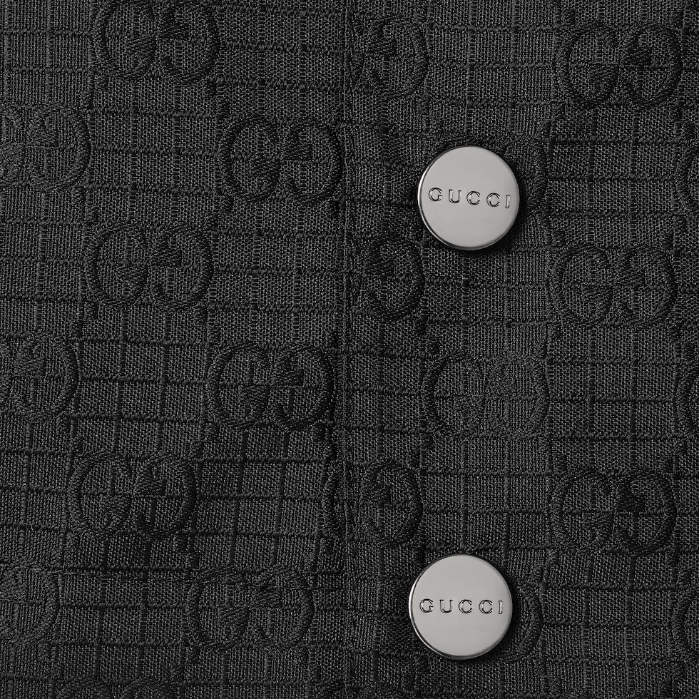 Reversible cotton ripstop zip jacket in black | GUCCI® US