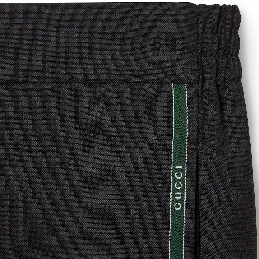 Wool pant with Gucci selvedge detail in dark grey | GUCCI® US