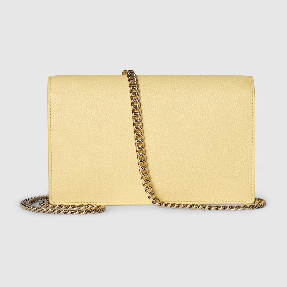 GG Marmont wallet on chain in light yellow leather | GUCCI® AU
