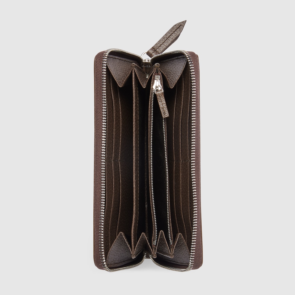 Brown interior GG zip around wallet in beige and brown GG Supreme ...