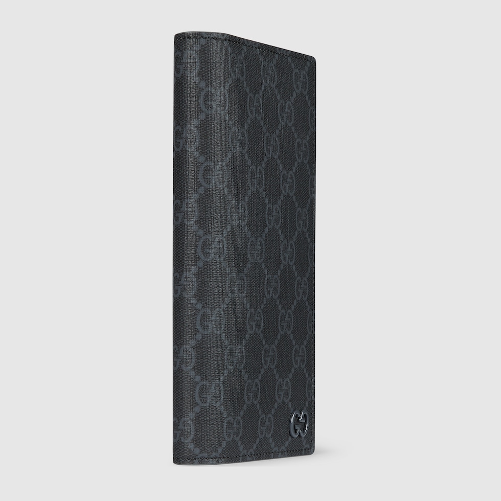 Grey interior GG long wallet in black GG Supreme | GUCCI® AE