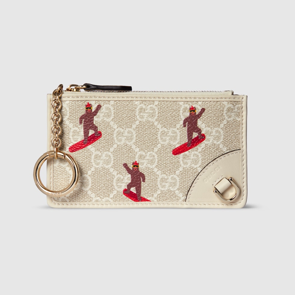Printed GG key case in ivory and beige GG fabric | GUCCI® ES