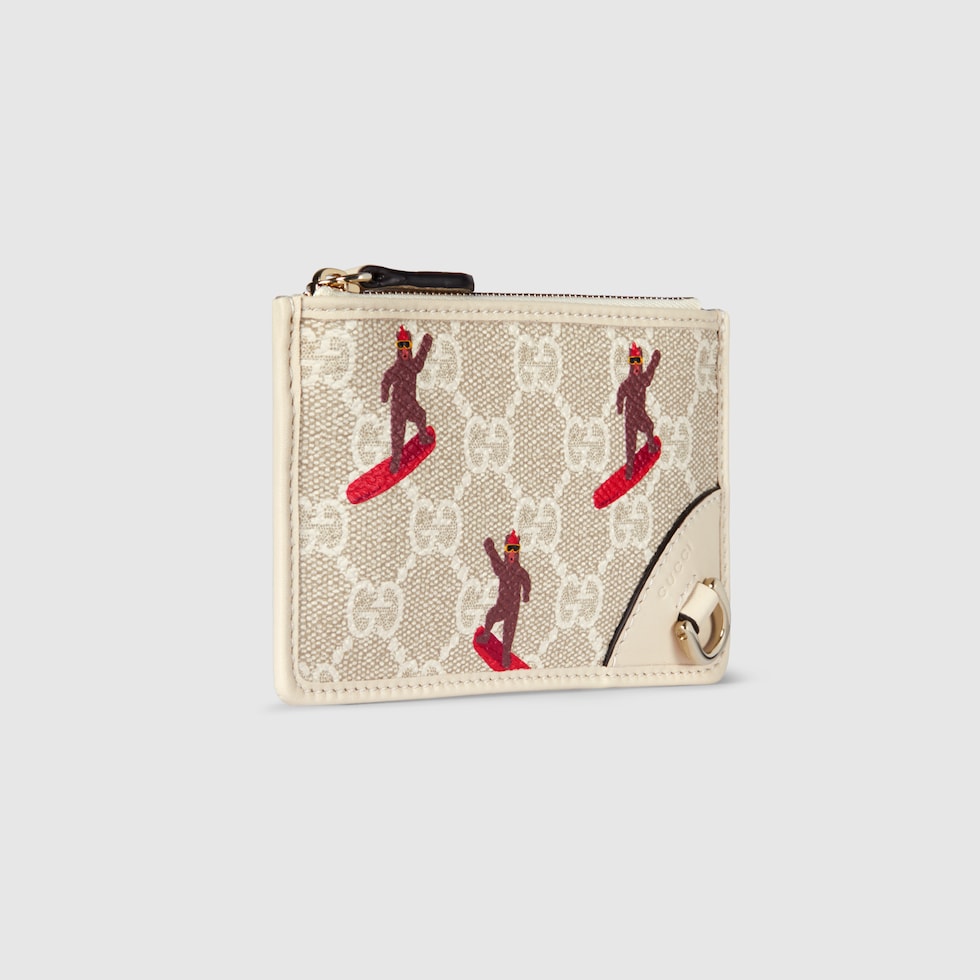 Printed GG key case in ivory and beige GG fabric | GUCCI® ES