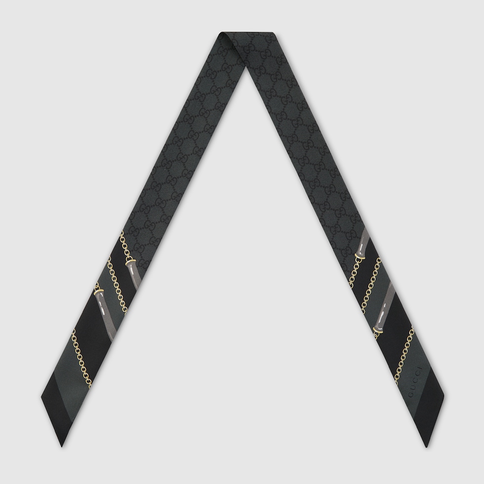 Cinta de seda estampada en negro | GUCCI® ZA
