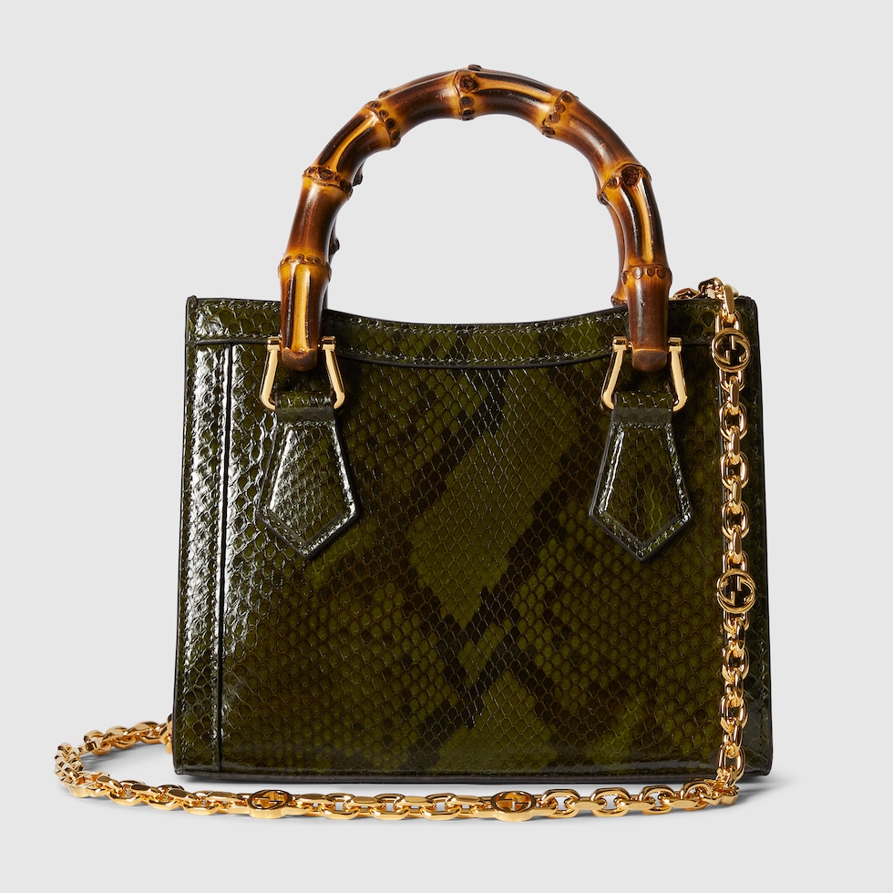 Gucci Diana python small tote bag in forest green | GUCCI® SG