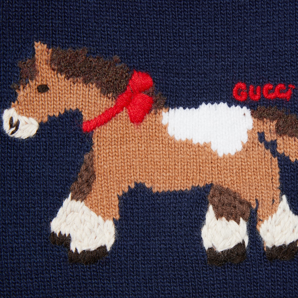 Baby wool dress in dark blue | GUCCI® US