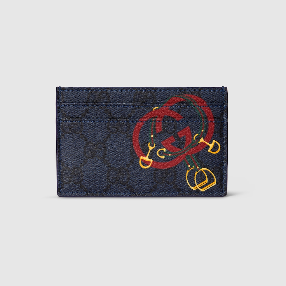 GG card case with print in dark blue GG Supreme | GUCCI® US