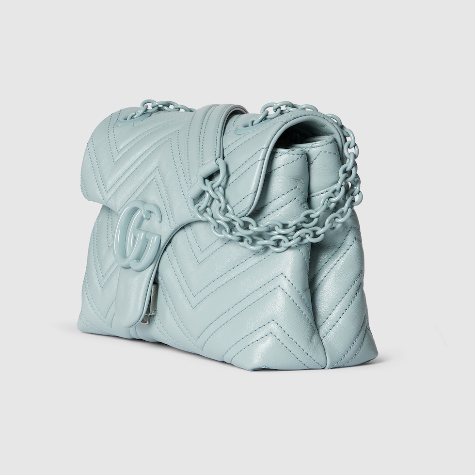 GG Marmont small shoulder bag in icy blue leather | GUCCI® SG
