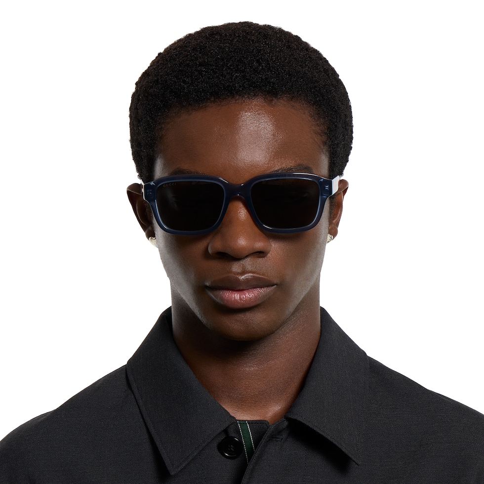 Square frame sunglasses in transparent blue | GUCCI® US