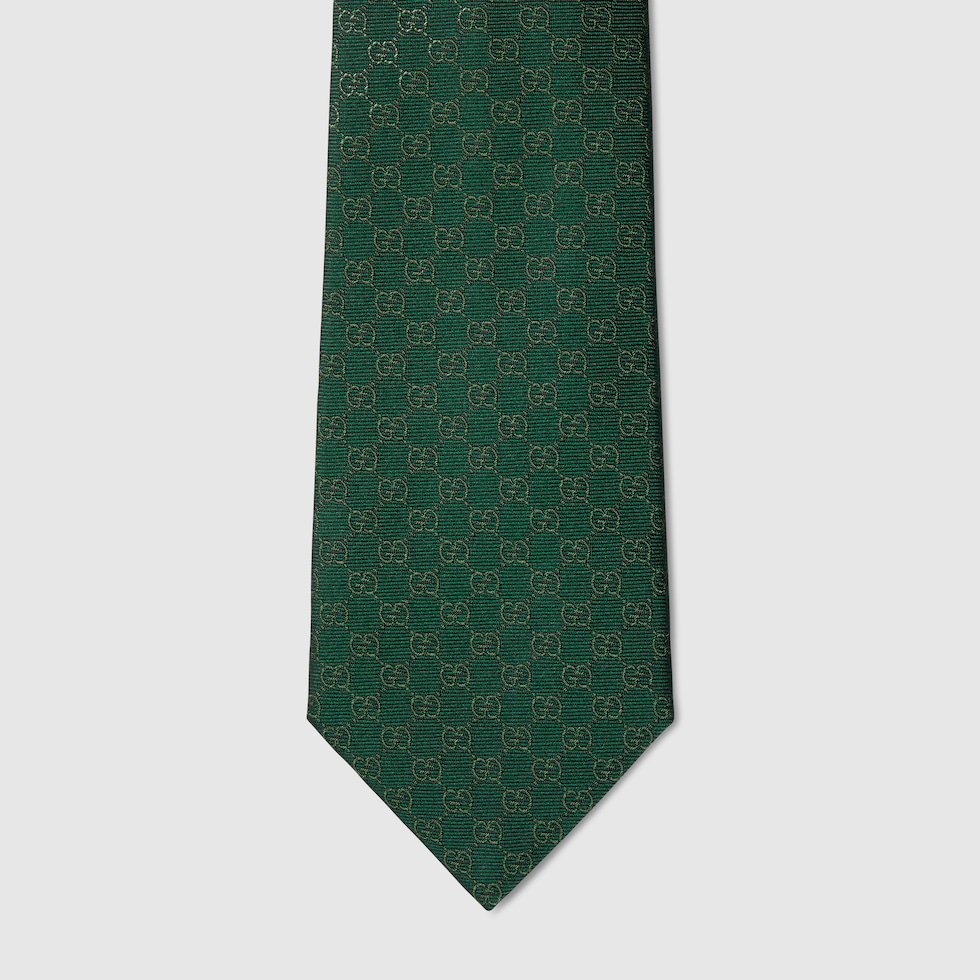 Cravatta in seta GG jacquard in verde e verde chiaro | GUCCI® IT