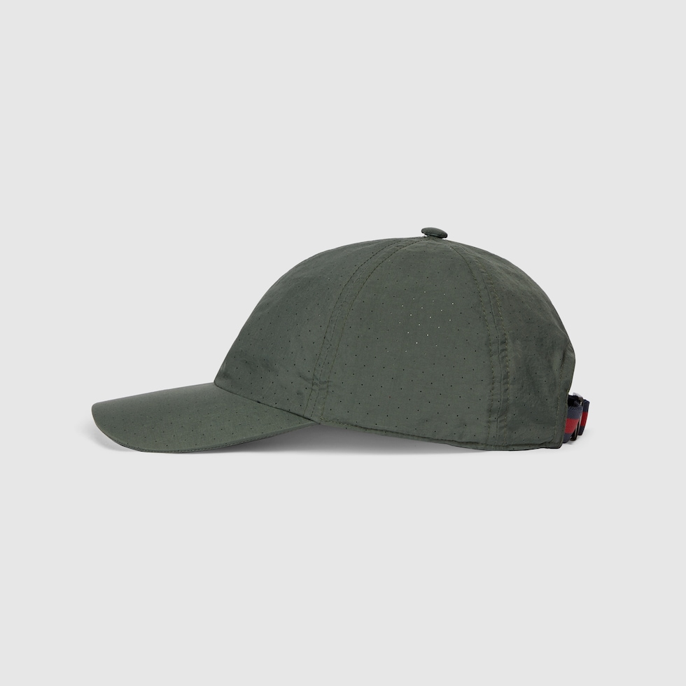 Cotton baseball hat with print in green | GUCCI® SG