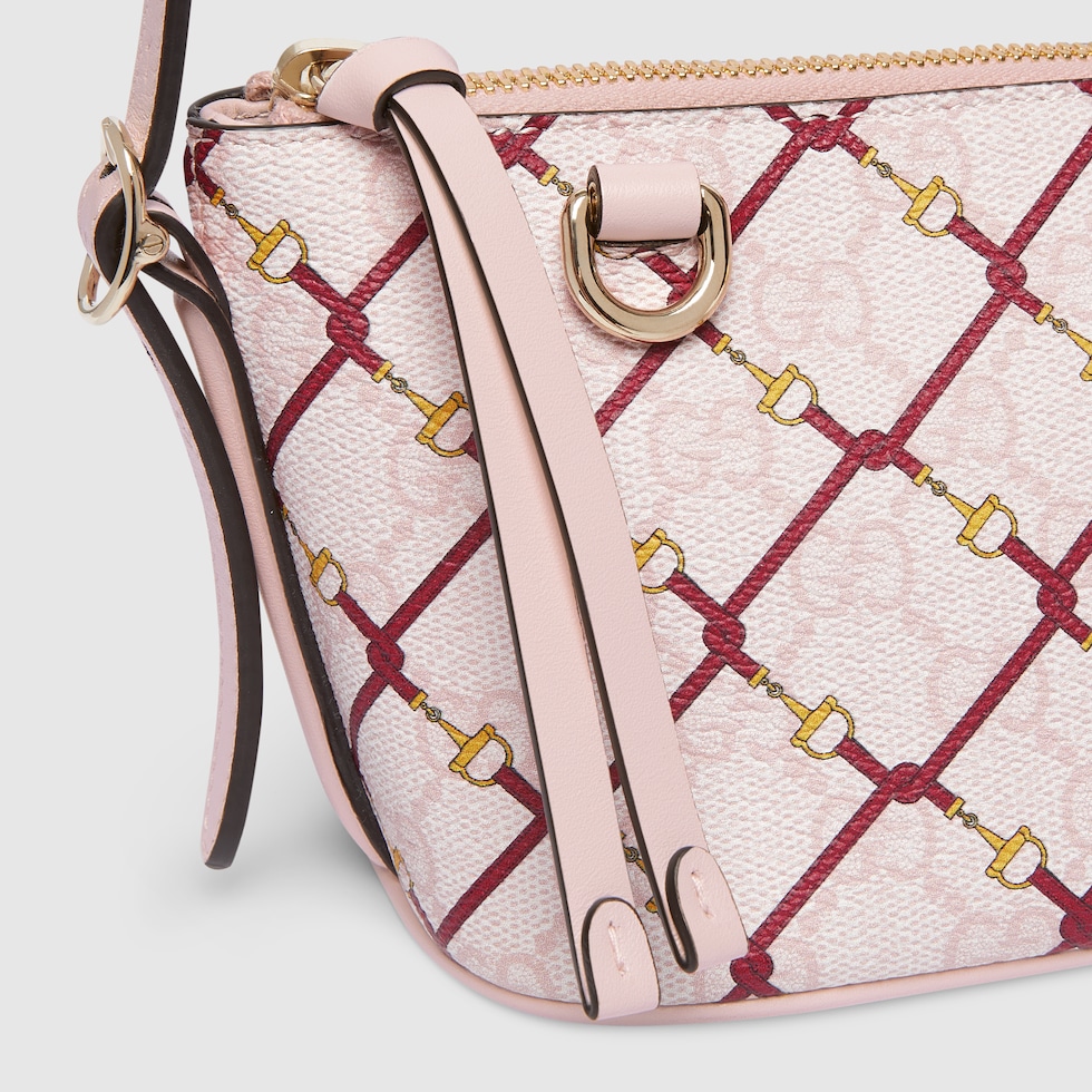 Printed GG small shoulder bag in pink and red GG fabric | GUCCI® US