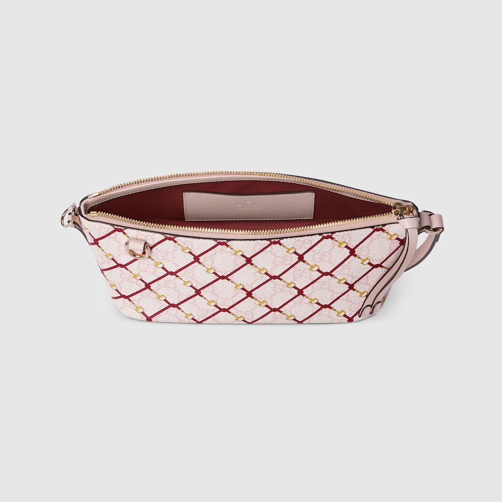Printed GG small shoulder bag in pink and red GG fabric | GUCCI® US