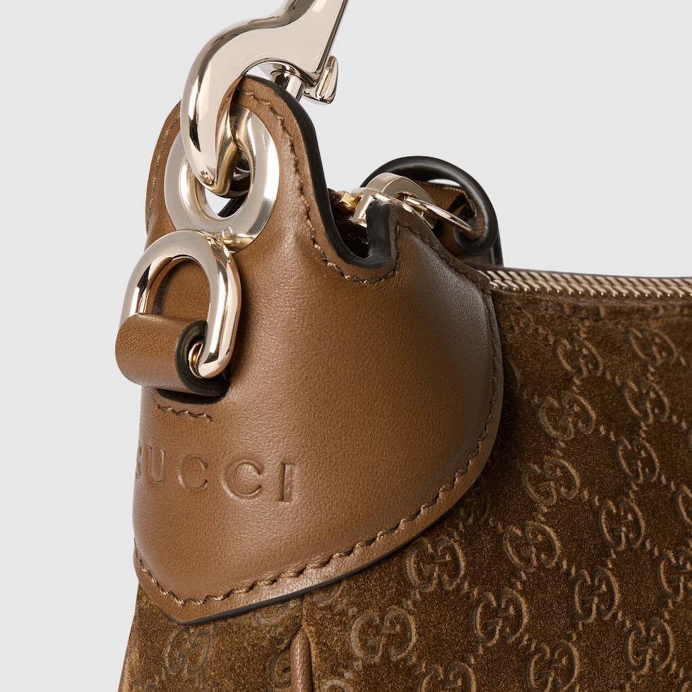 Bolsa para el hombro pequeña Gucci B en ante GG café | GUCCI® MX