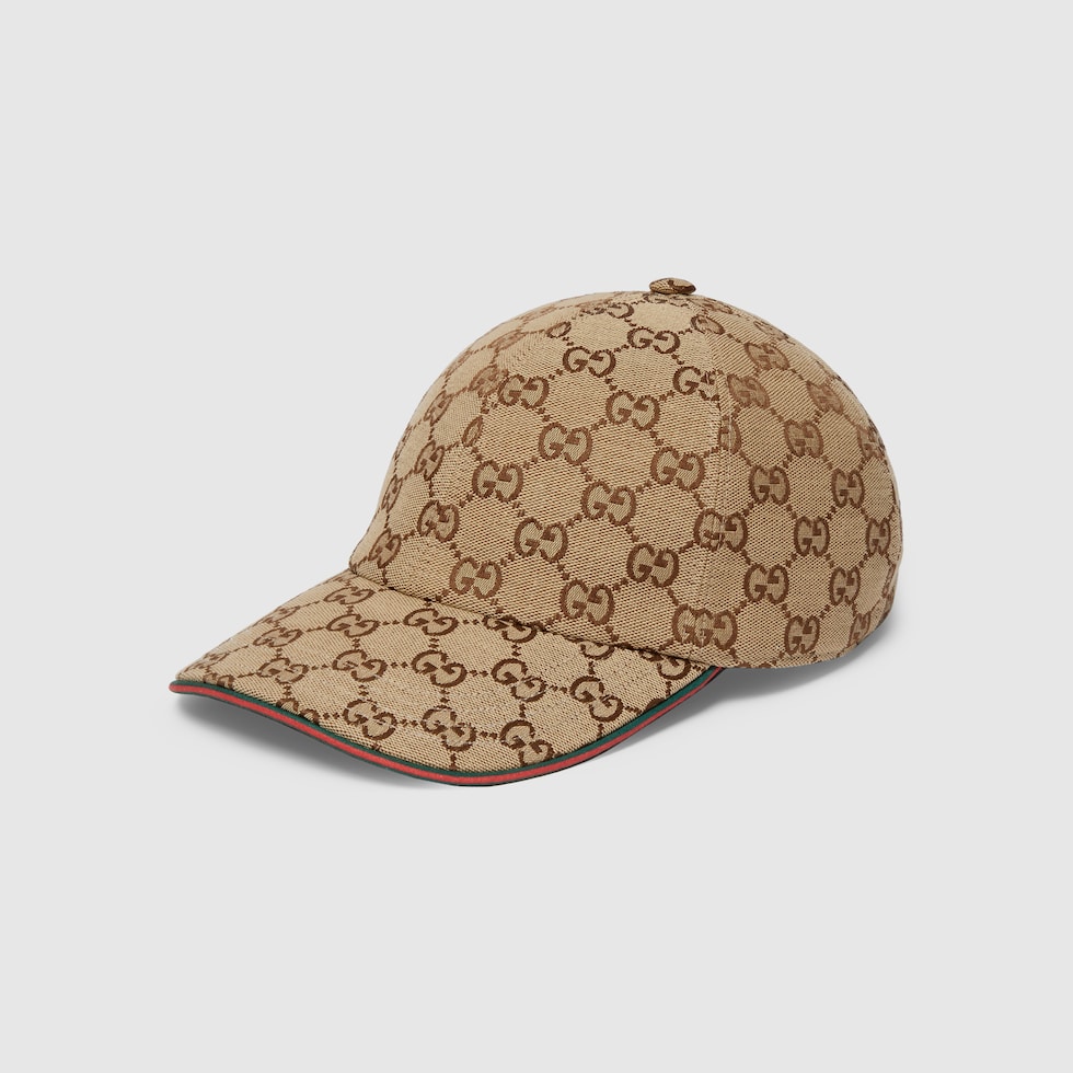 GG canvas baseball cap in beige and dark brown | GUCCI® SG