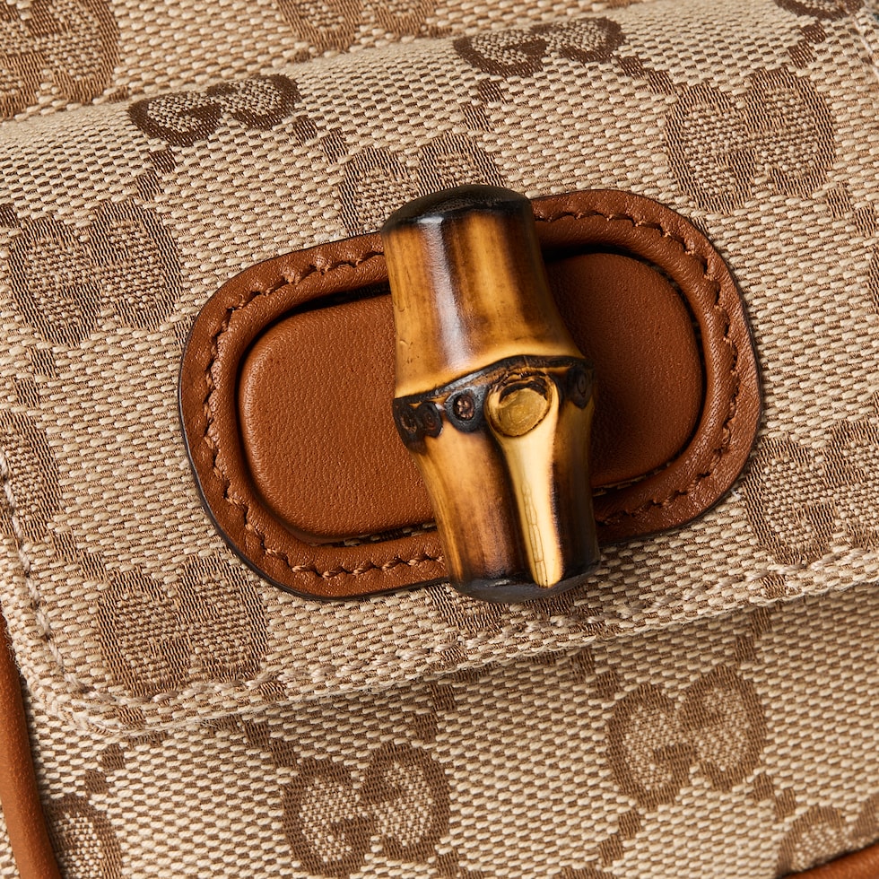 Bamboo mini backpack in beige and brown GG canvas | GUCCI® PL