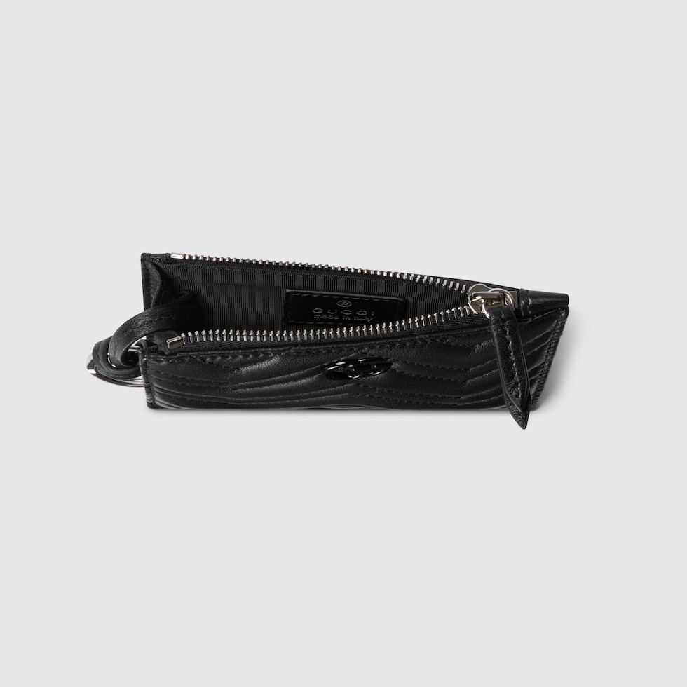 GG Marmont zip key pouch in black leather | GUCCI® SG