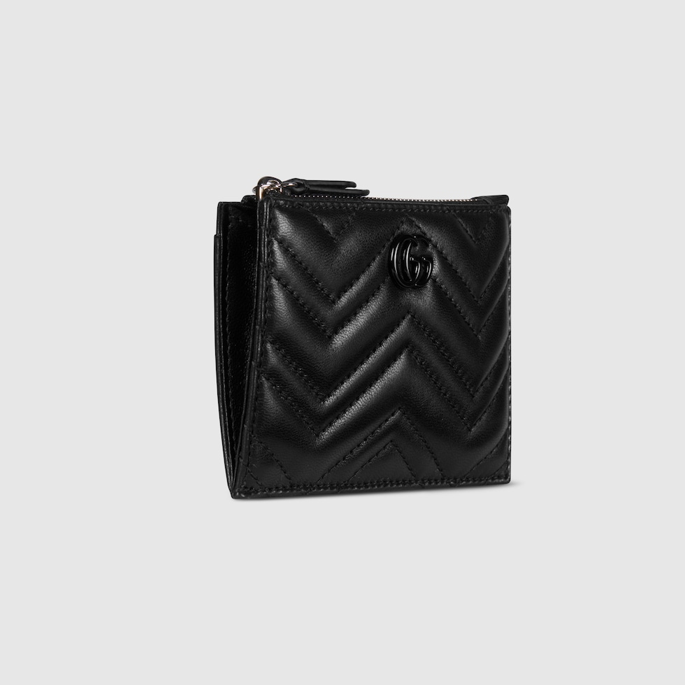 GG Marmont zip key pouch in black leather | GUCCI® SG