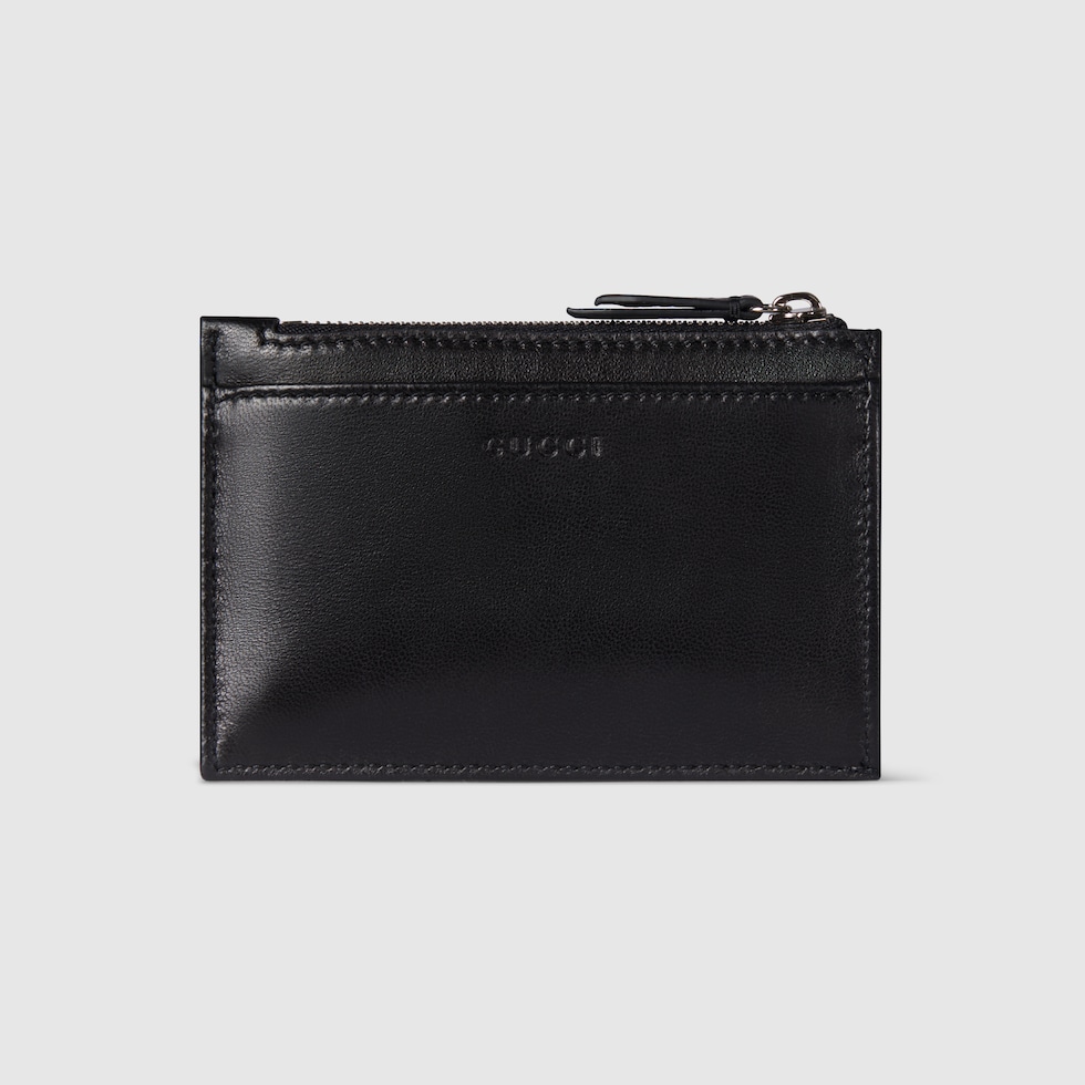 GG Marmont zip key pouch in black leather | GUCCI® SG
