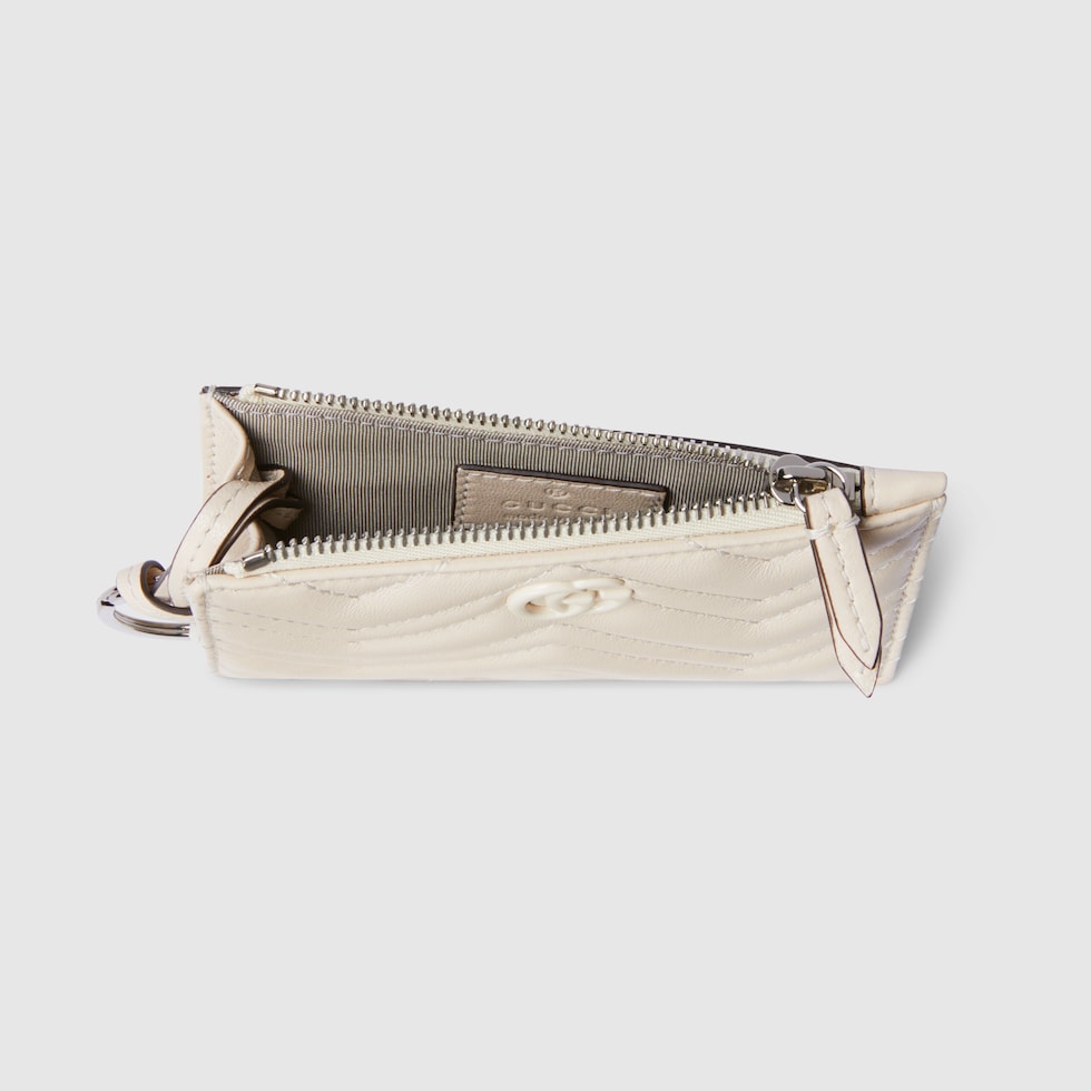 GG Marmont zip key pouch in ivory leather | GUCCI® NL