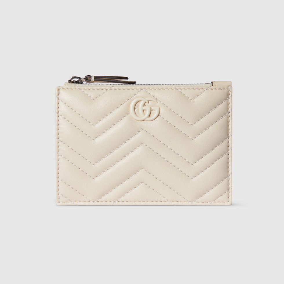 GG Marmont zip key pouch in ivory leather | GUCCI® NL