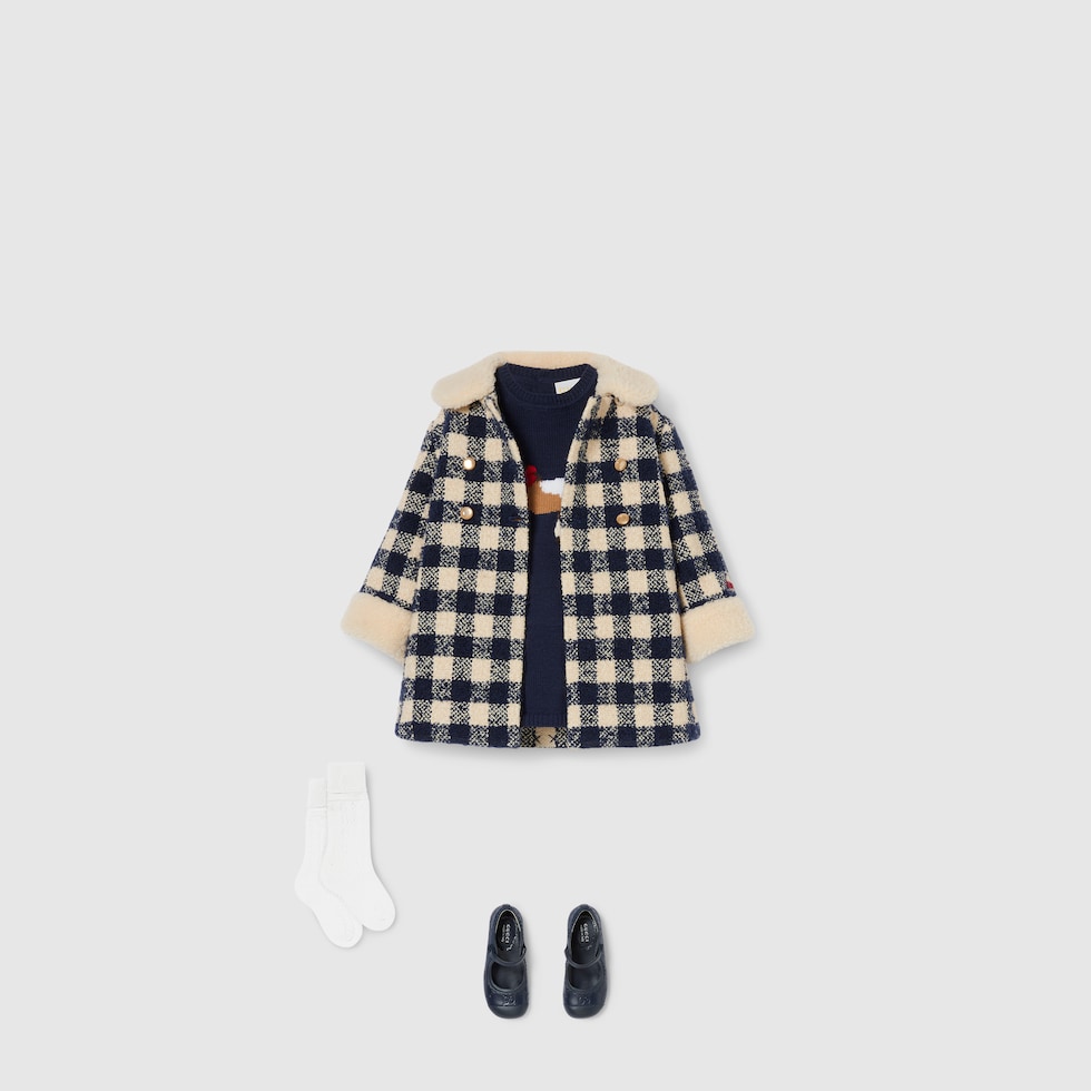 Baby wool dress in dark blue | GUCCI® US