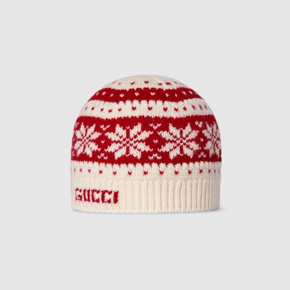 Children's hat with Gucci logo in off white and red | GUCCI® UK