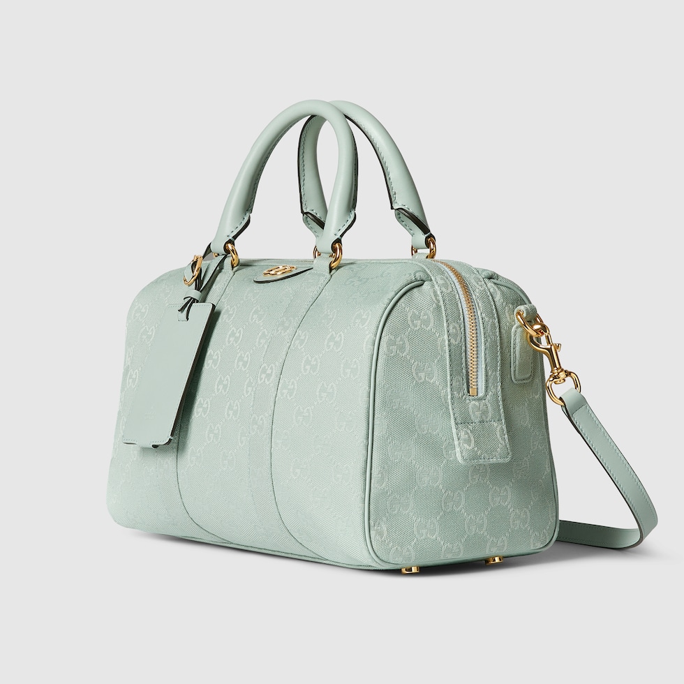 Ophidia medium boston bag in icy blue GG canvas | GUCCI® NL
