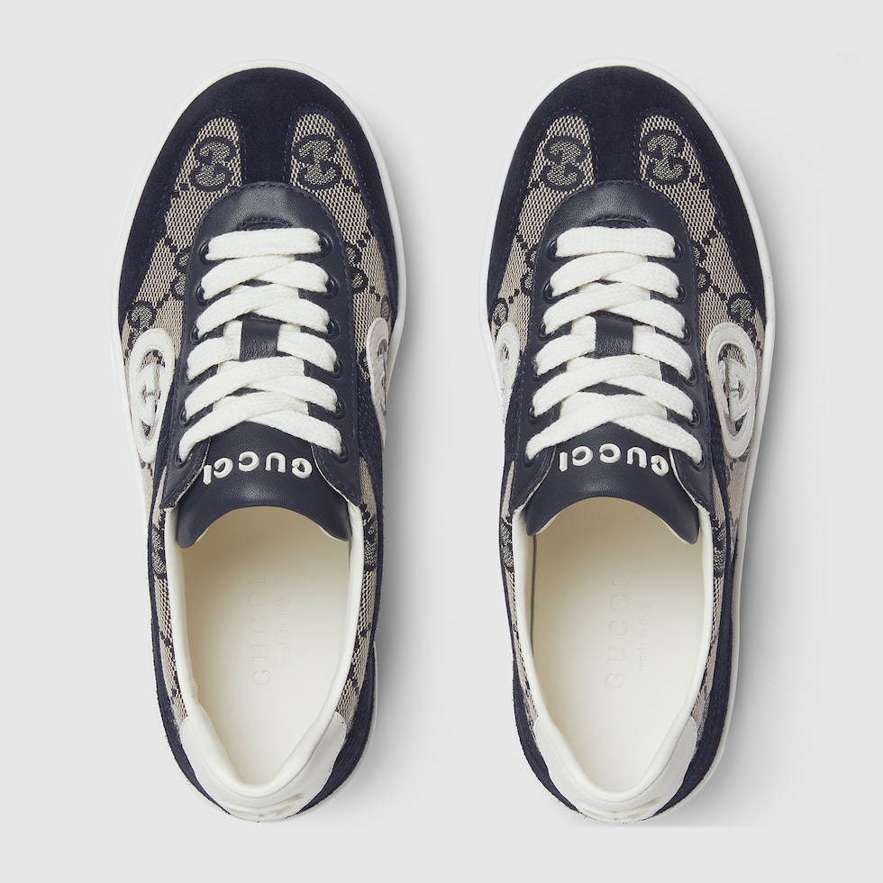 Children's G74 sneaker in beige and blue GG canvas | GUCCI® US