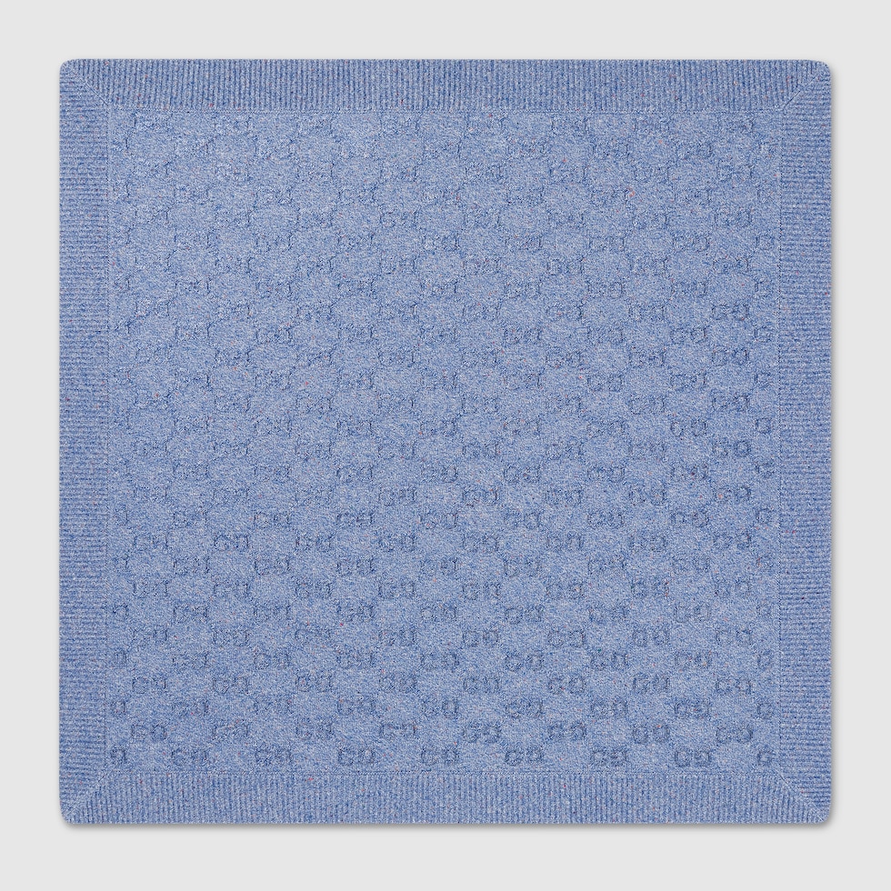 Baby GG cotton jacquard blanket in light blue | GUCCI® AU