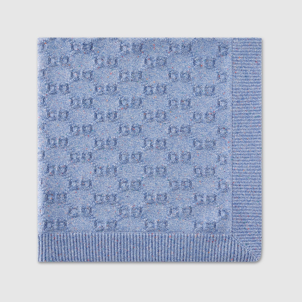 Baby GG cotton jacquard blanket in light blue | GUCCI® AU