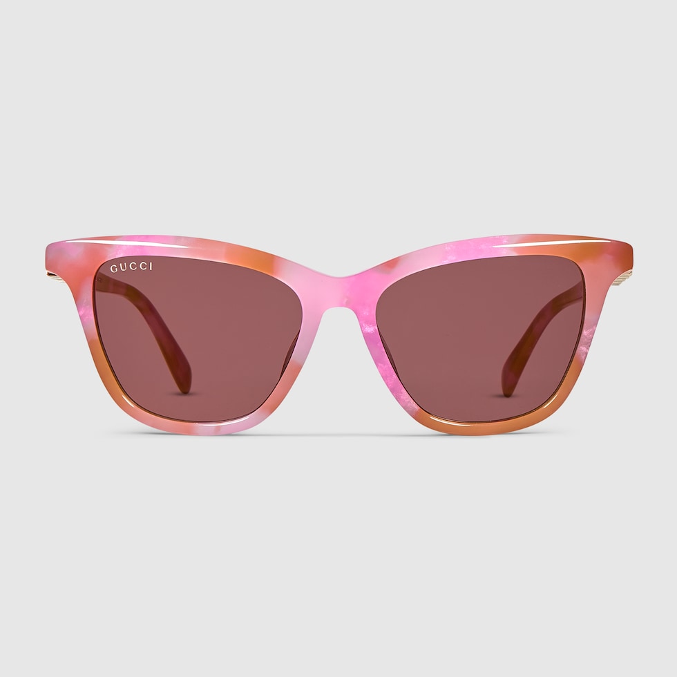 Cat eye sunglasses in pink tortoiseshell | GUCCI® CA