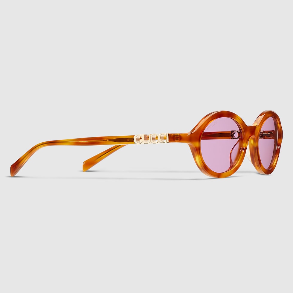 Round frame sunglasses in lilac tortoiseshell | GUCCI® IE